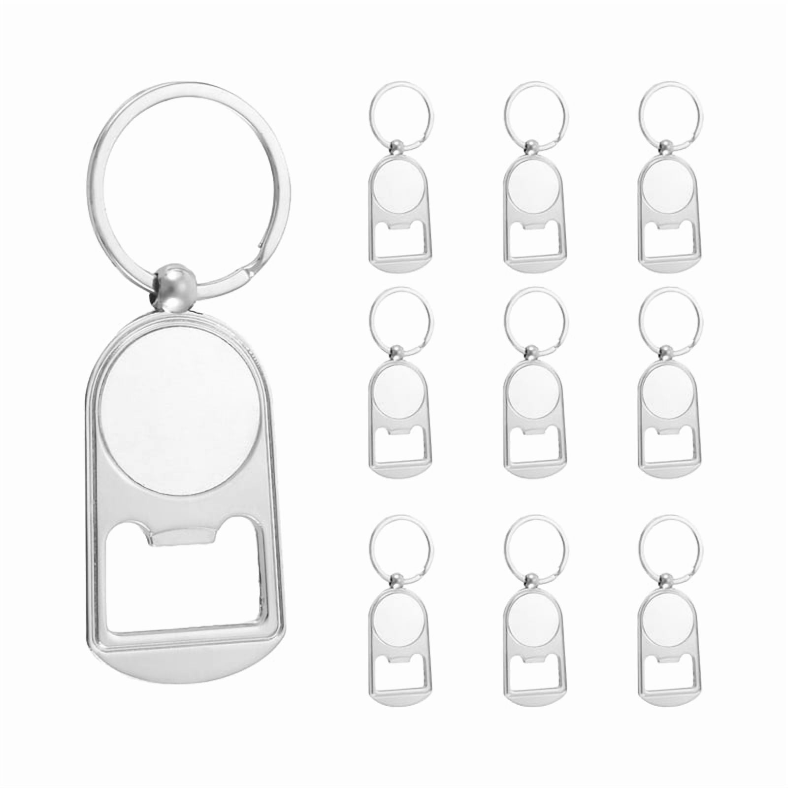 10 Pcs Sublimation Blank Keychain Metal Bottle Opener Blank Key Ring ...