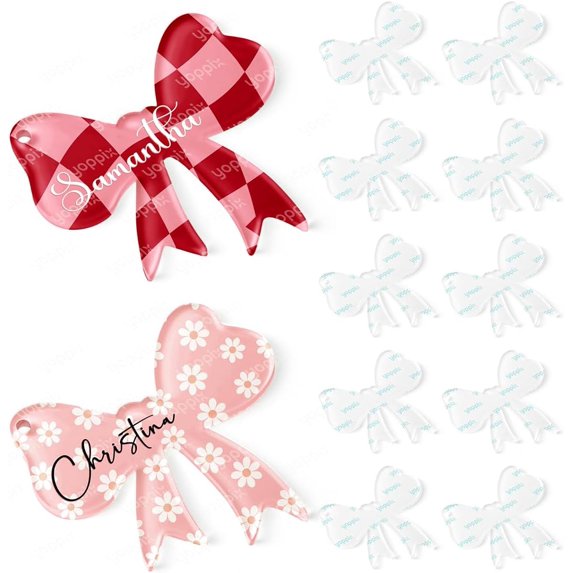 10 Pcs Sublimation Bow Blanks, Sublimation Acrylic Bow Blanks Keychain ...