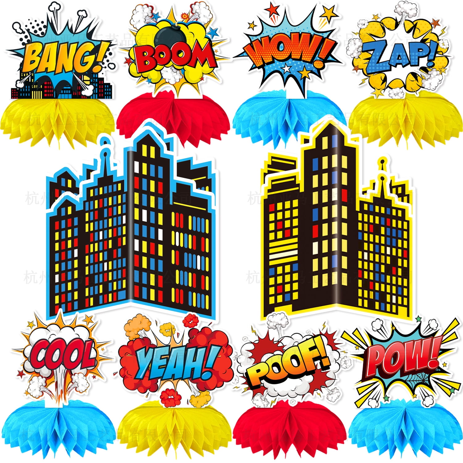 10 Pcs Super Hero Honeycomb Centerpieces 3D Table Decorations Table ...