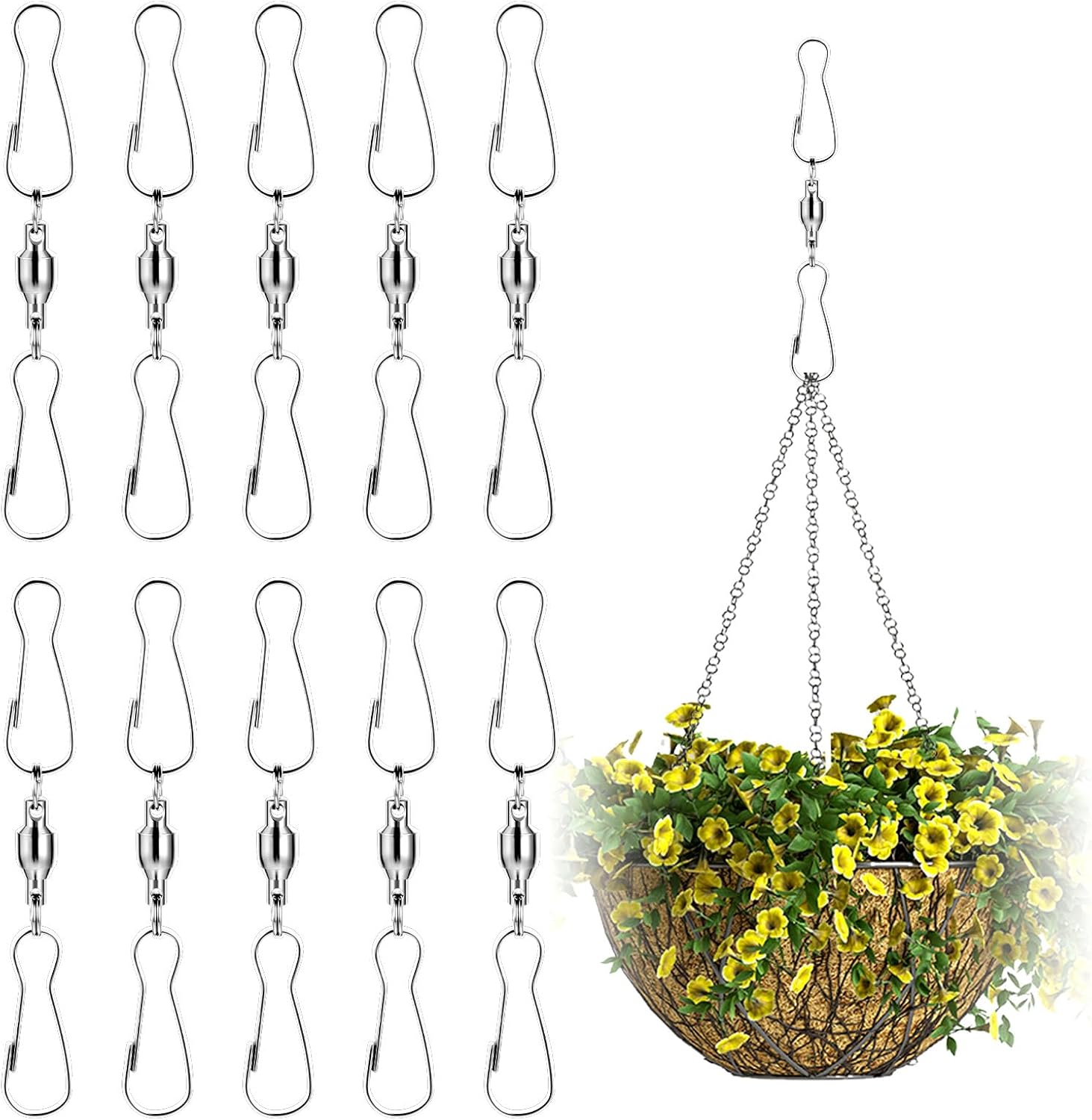10 Pcs Swivel Hooks Clips Dual Clip Swivels Wind Spinners Spiral Hars ...
