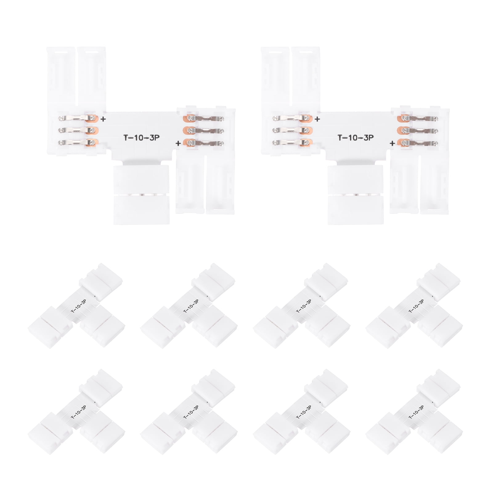 10 Pcs T-Shaped 3 Pin 10mm LED Strip Lights Connectors Solderless ...
