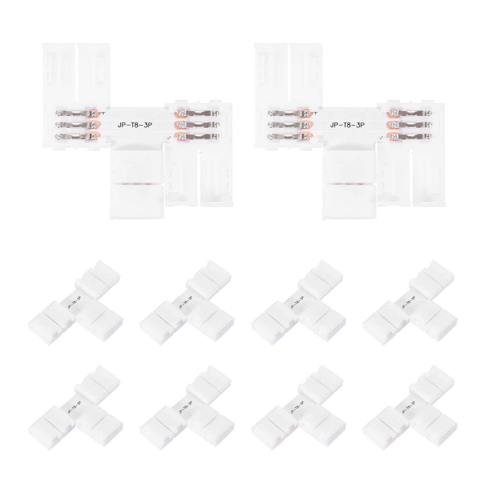 10 Pcs T-Shaped 3 Pin 8mm LED Strip Lights Connectors Solderless ...
