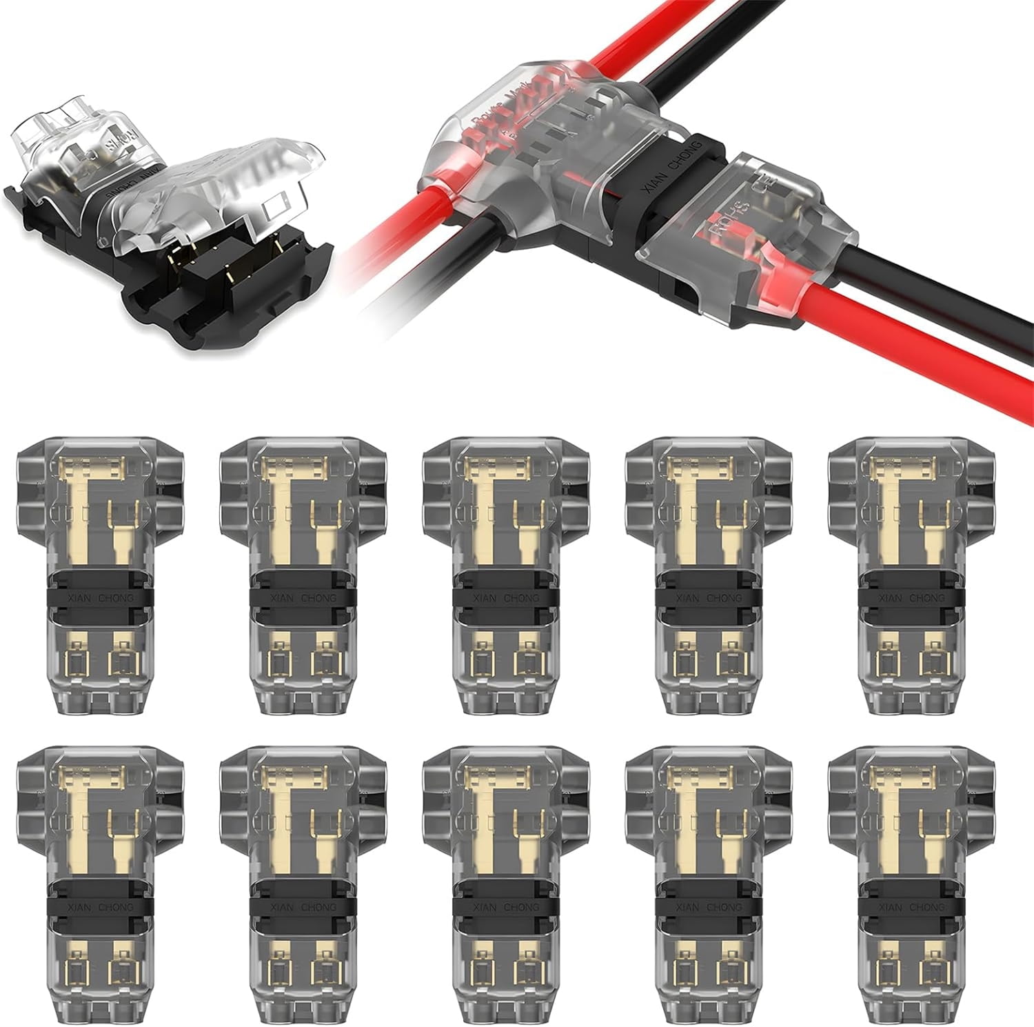 10 Pcs T Tap Wire Connector -No Stripping-No Soldering,2 Pin Quick Wire Splice Connector,Low ...