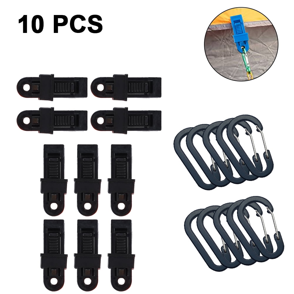 10 Pcs Tarp Clips with Carabiner - Heavy Duty Lock Grip Thumb Screw ...