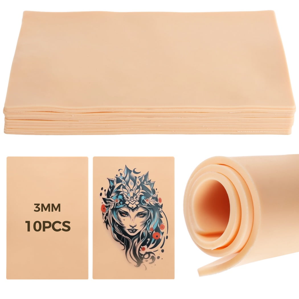 10 Pcs Tattoo Practice Skins, 3mm Thick 12"x8" Double-Sided Tattoo Fake ...