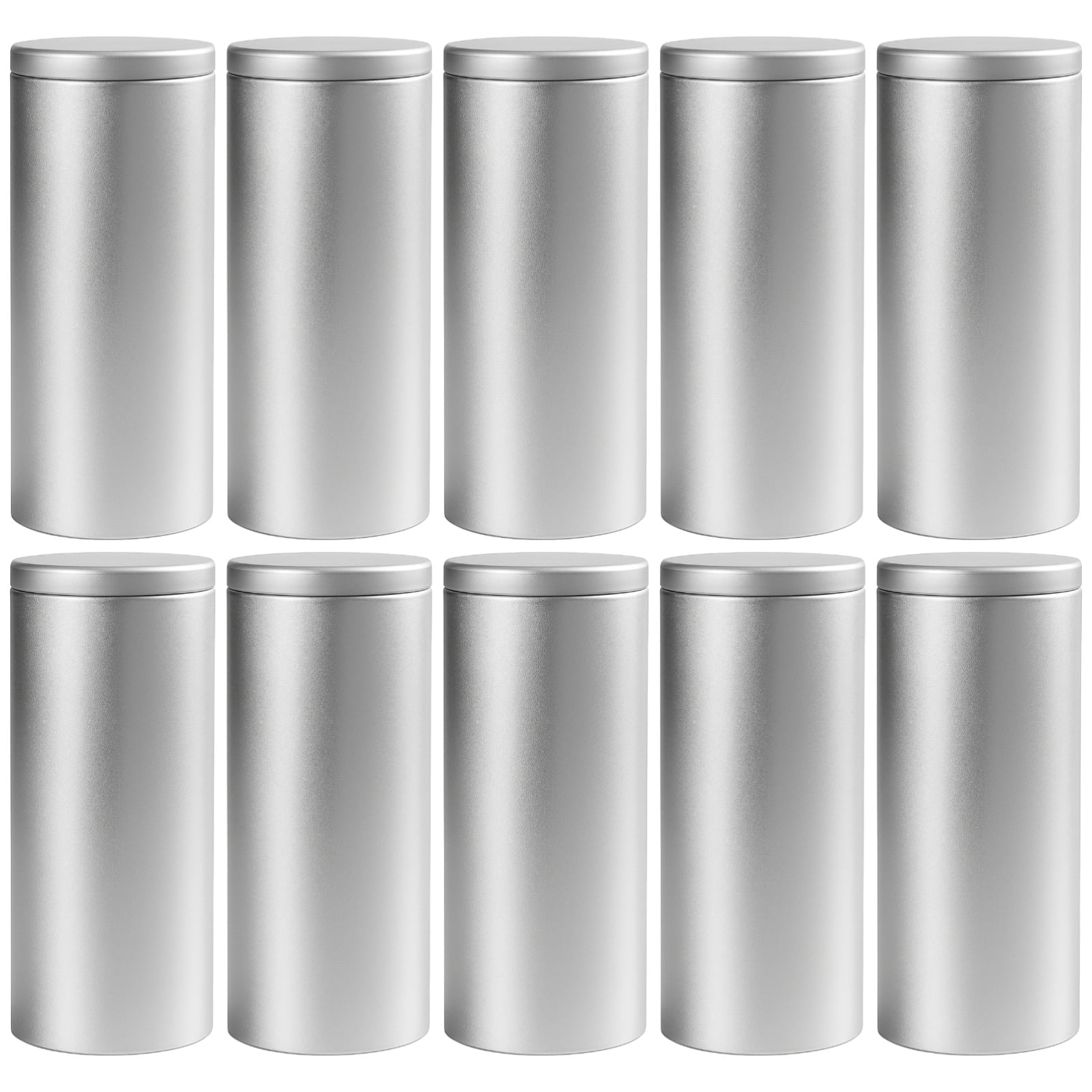 10 Pcs Tea Canisters, Silver Matte Iron Tea Tins, Airtight Storage ...