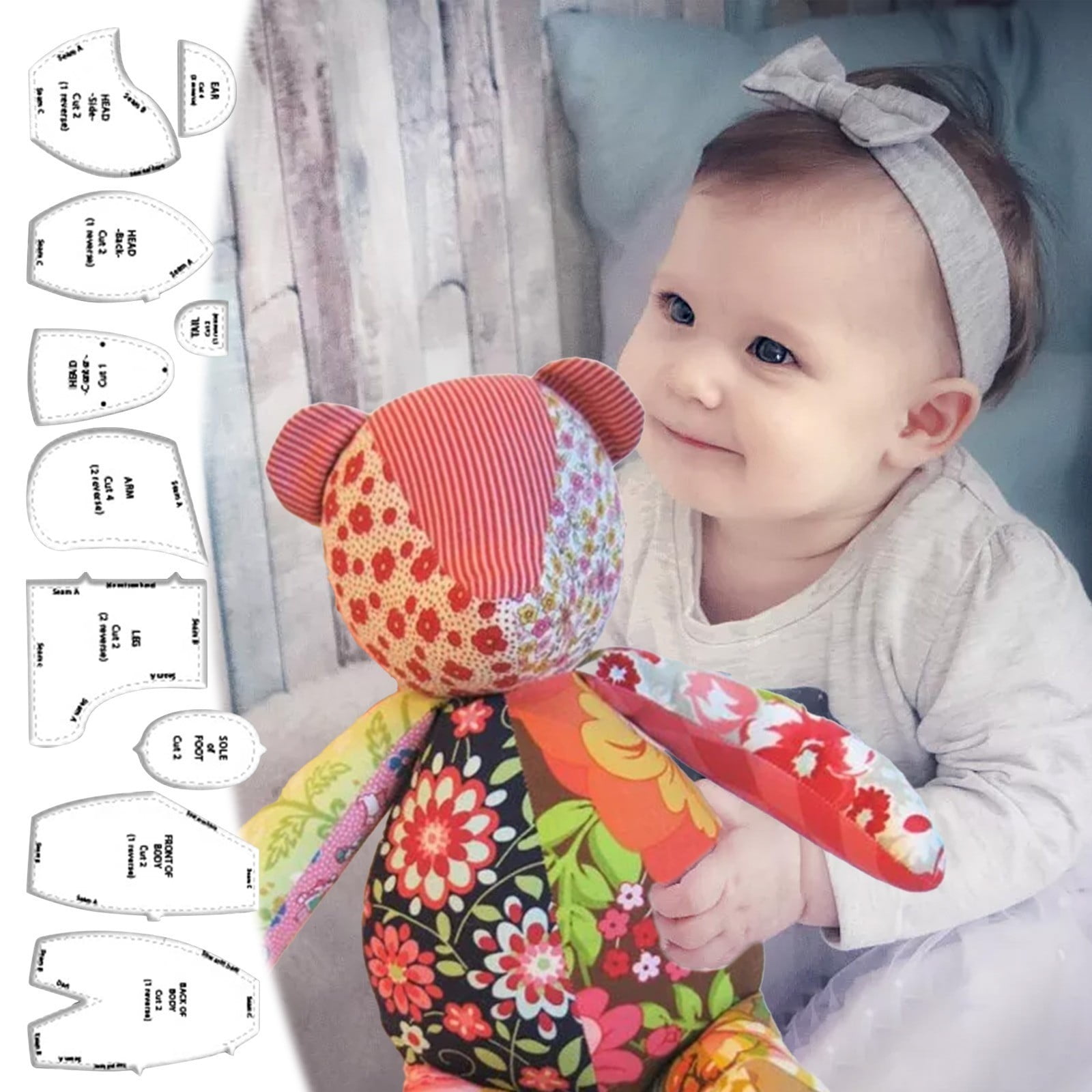 10 Pcs Teddy Bear Sewing Pattern Template Set, DIY Bear Cutting ...