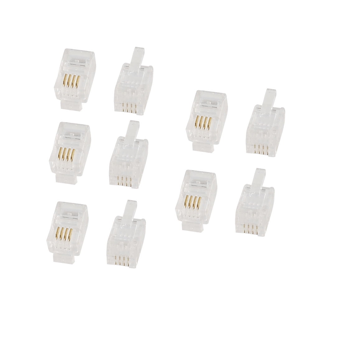 10 Pcs Telephone Cable Parts 4P4C RJ11 Plug Jack Connector Networking Cables - Walmart.com