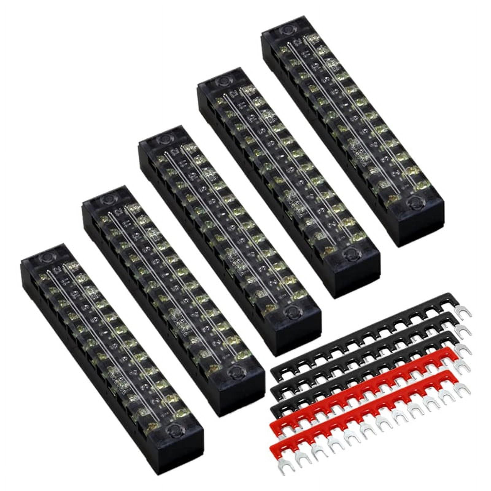 10 Pcs Terminal Block 12 Positions Dual Row 600V 15A Screw Terminal ...