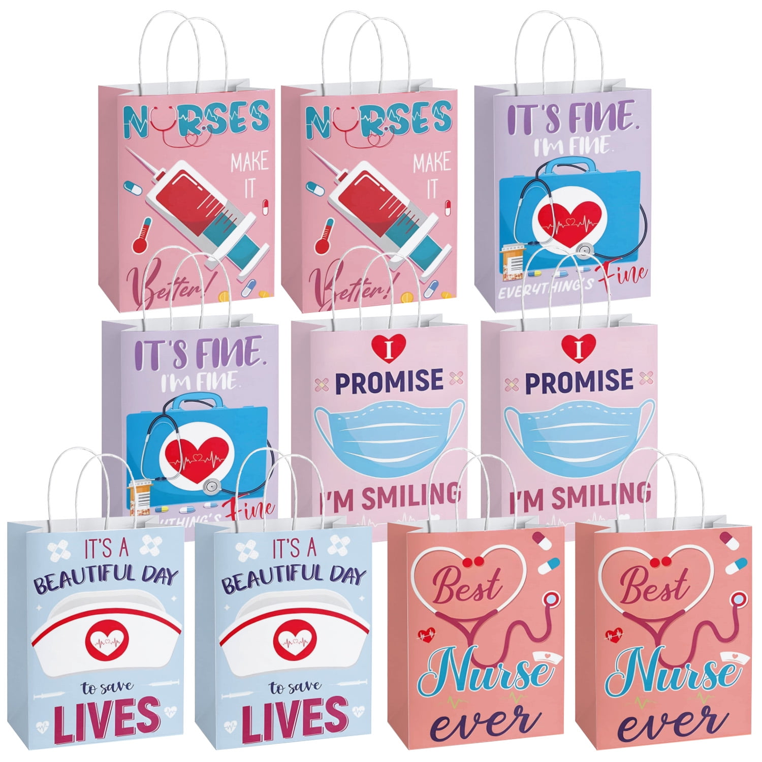 10 Pcs Thank You Nurses Bags Best Nurses Ever Kraft Paper Goody Treat ...