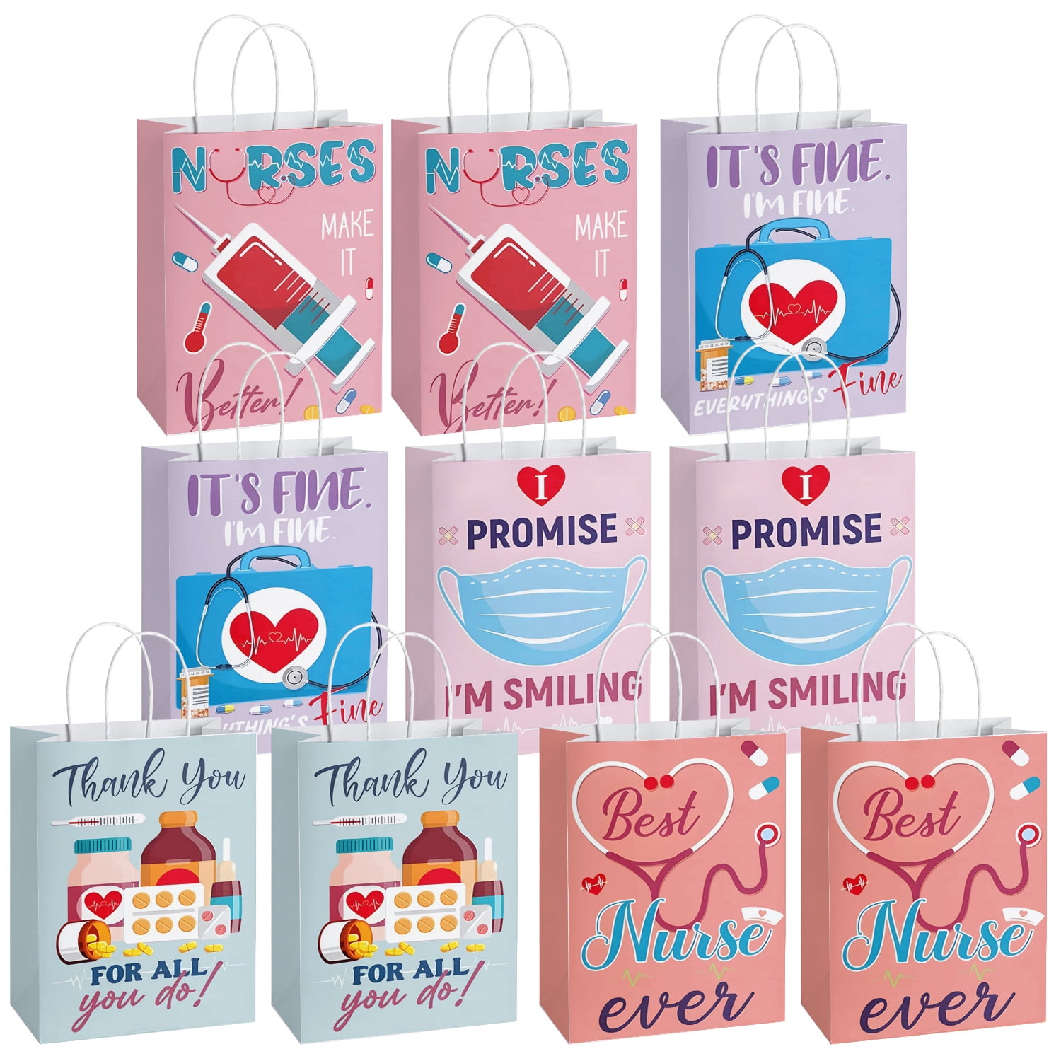 10 Pcs Thank You Nurses Bags Best Nurses Ever Kraft Paper Goody Treat ...