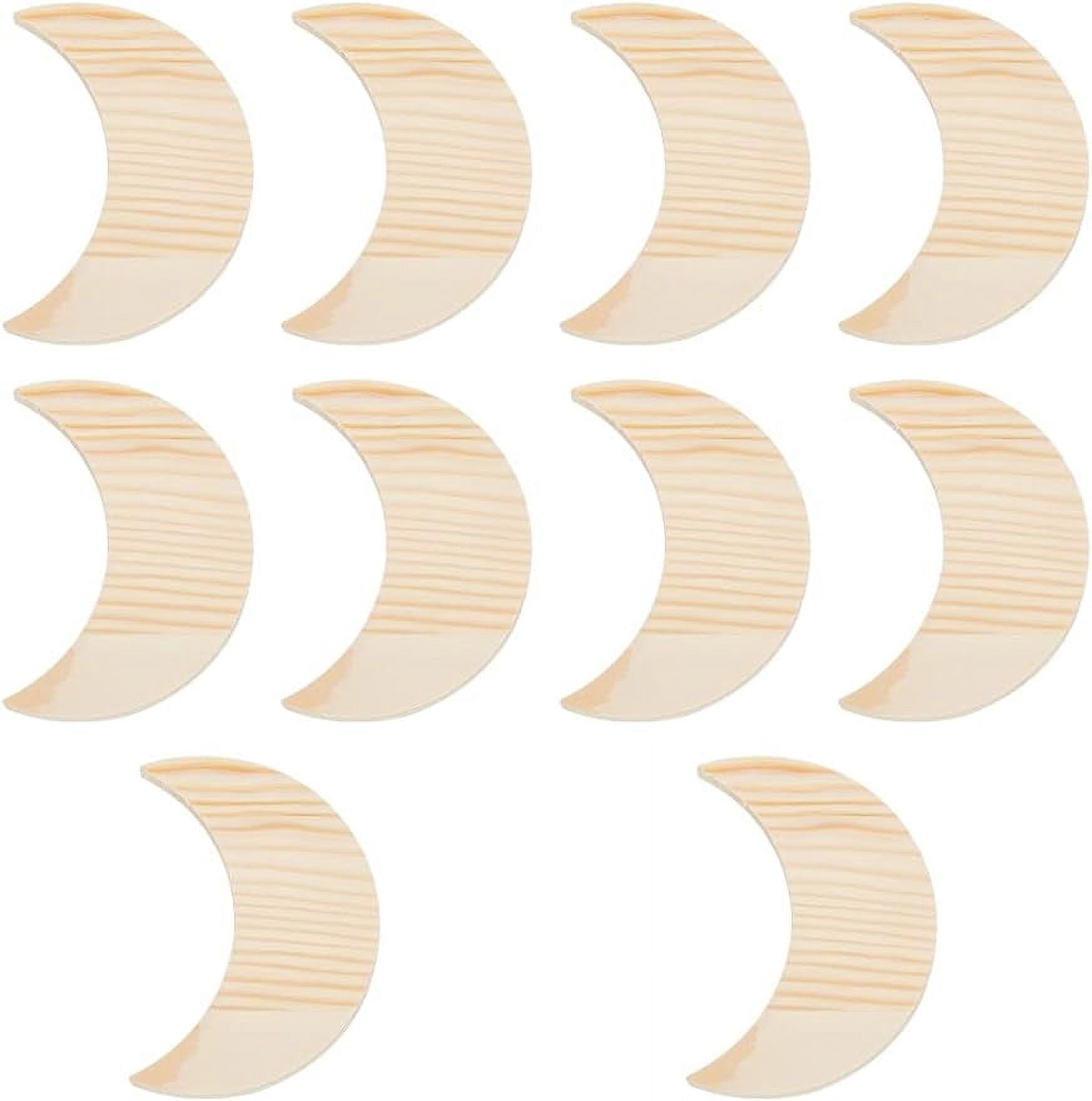 10 Pcs Thick Wood Moon Shaped Unfinished Natural Wood Slices Moon Wood ...