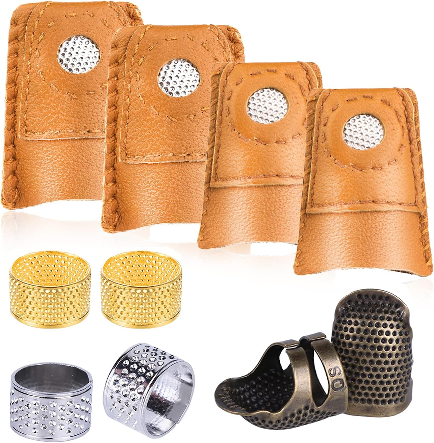 10 Pcs Thimble and Finger Protector, 3 Colors Metal Thimble, Copper ...