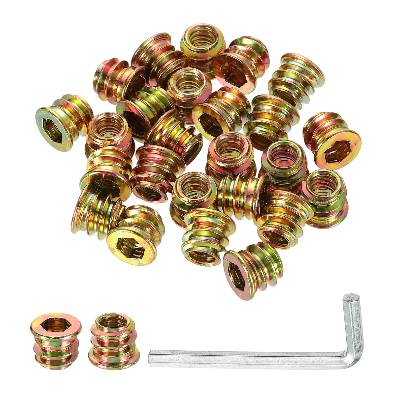 10 Pcs Threaded Insert for Wood, 1/4 - 20 Threaded Studs 10mm Length ...