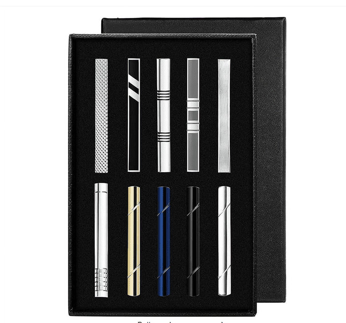 10 Pcs Tie Clips Set for Men Tie Bar Clip Black Silver-Tone Gold-Tone ...