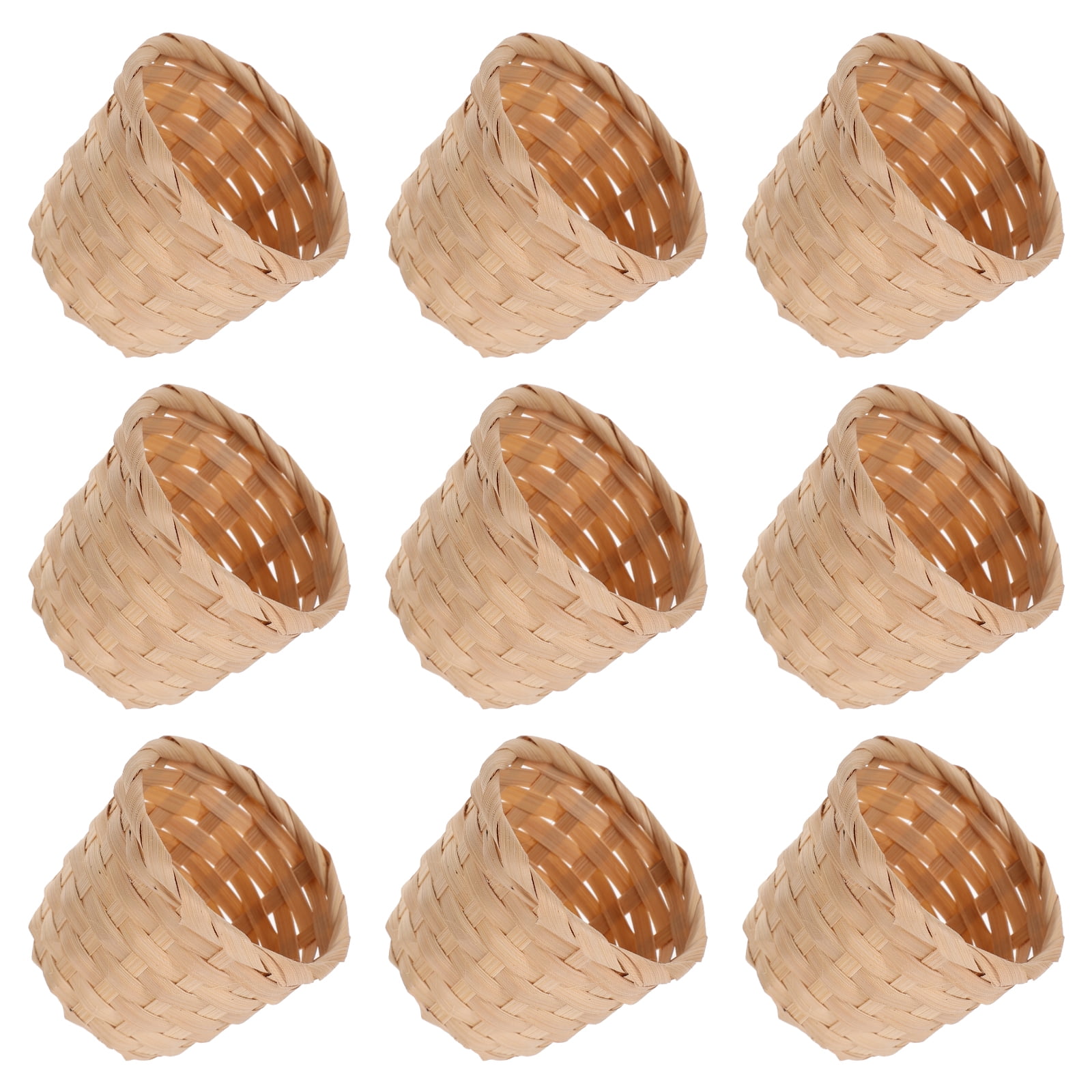 TABLZONE 10-Pack Small Farmhouse Style Woven Baskets in Khaki for Fruit ...
