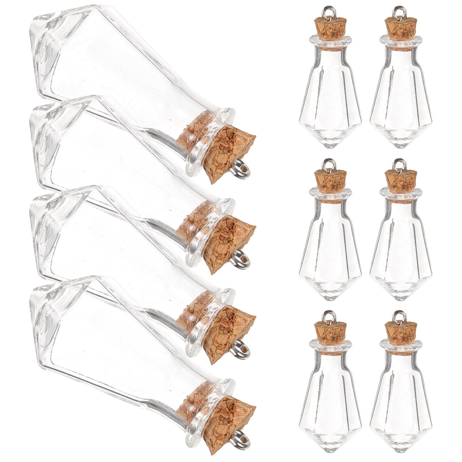 10 Pcs Tiny Bottles Glass Vials with Corks Wishing Flask Transparent ...