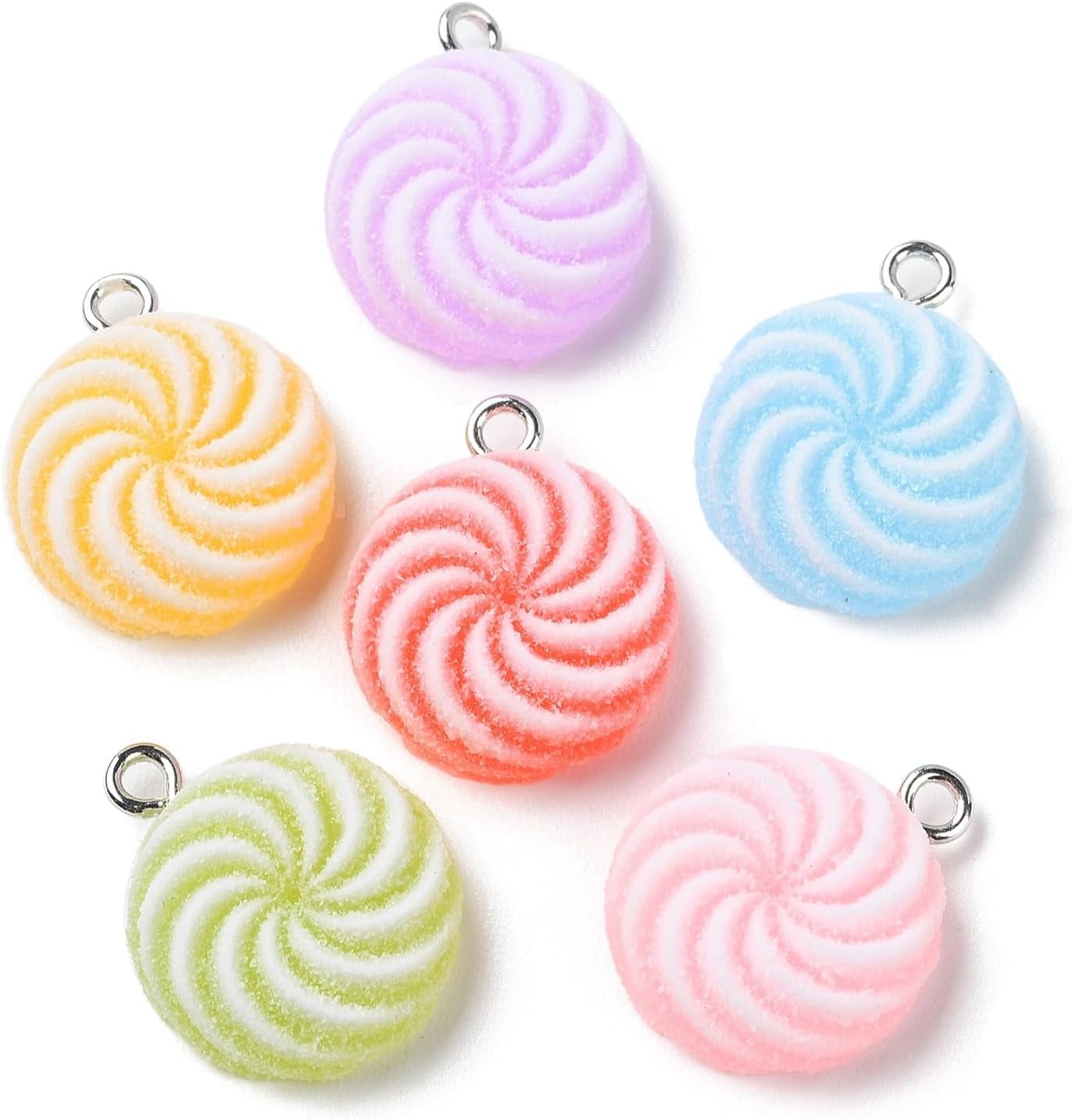 10 Pcs Translucent Resin Flat Round Pendants Druzy Candy Charms with ...