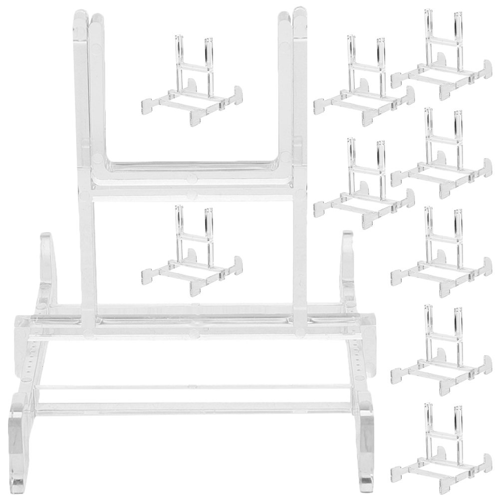 10 Pcs Transparent Adjustable Desktop Plate Storage Display Rack Photo ...