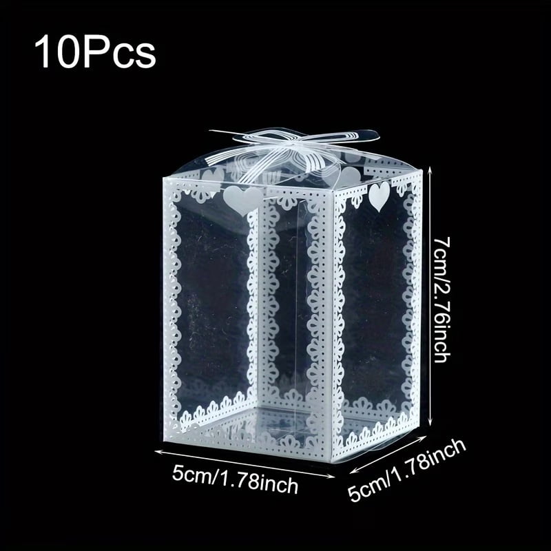 10 Pcs Transparent Plastic Gift Boxes with White Bow - Four Sizes for ...