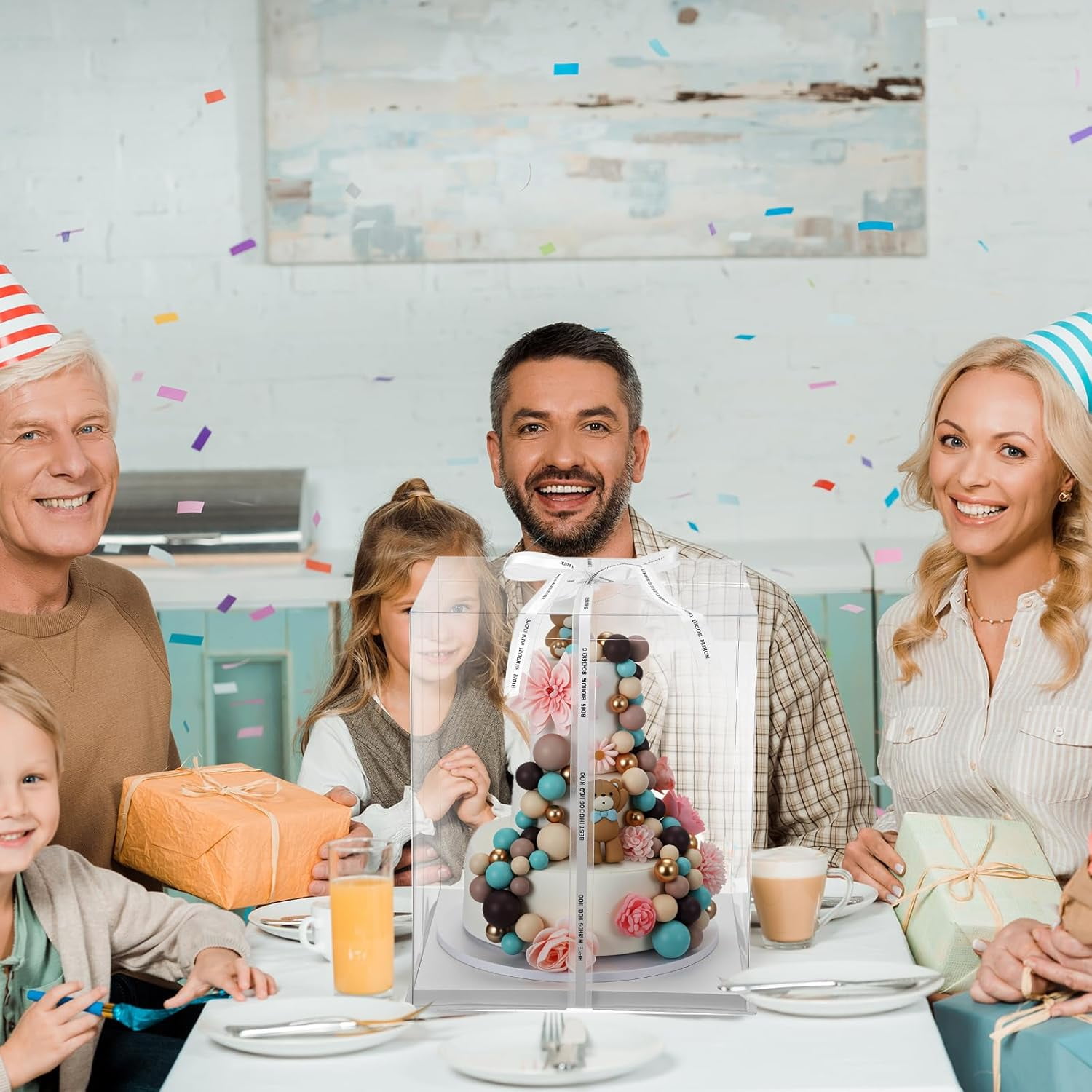 10 Pcs Transparent Tall Cake Boxes 13.4" x 13.4" x 16" Large Clear Cake ...