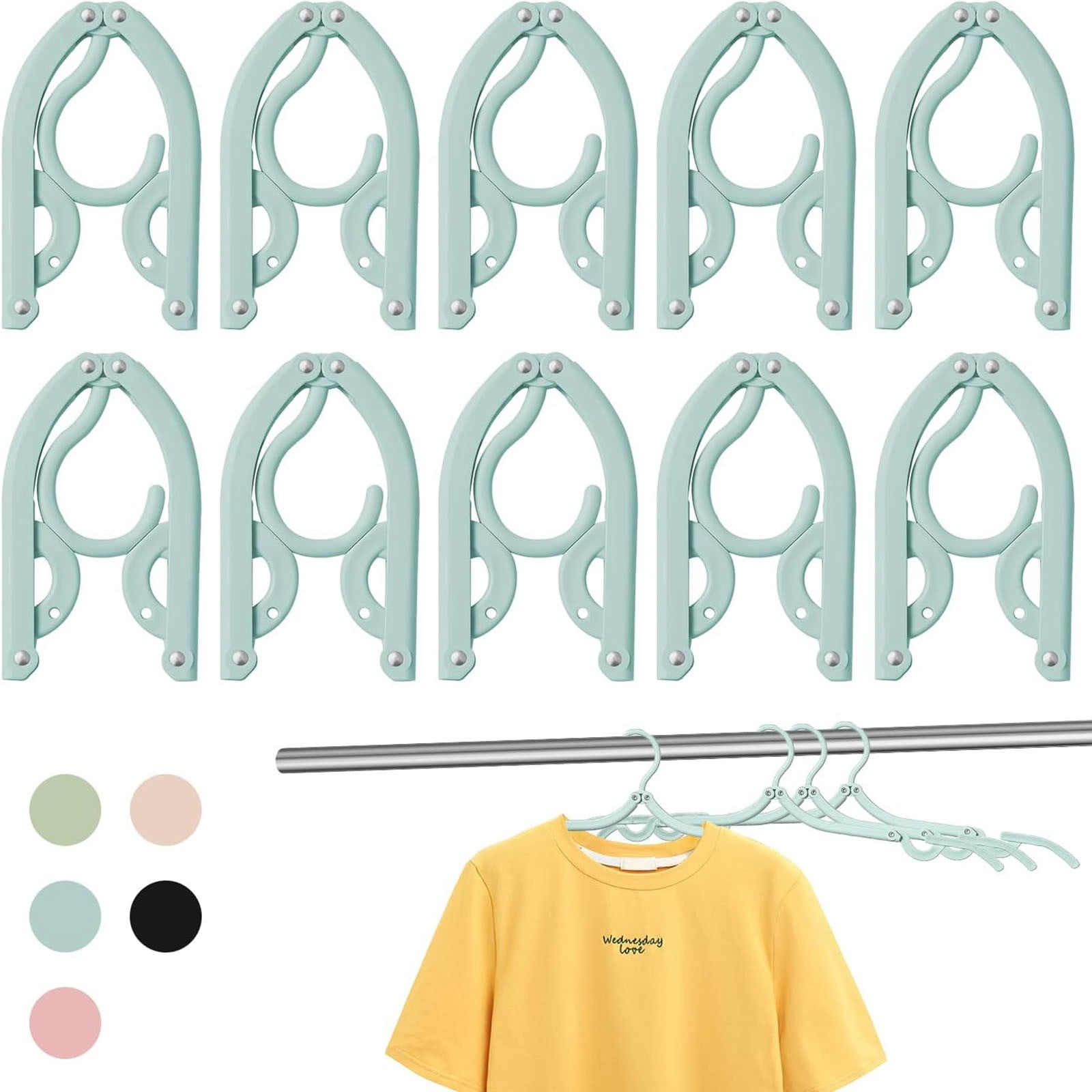 10 Pcs Travel Foldable Hangers 2024 Update Portable Plastic Hanger ...