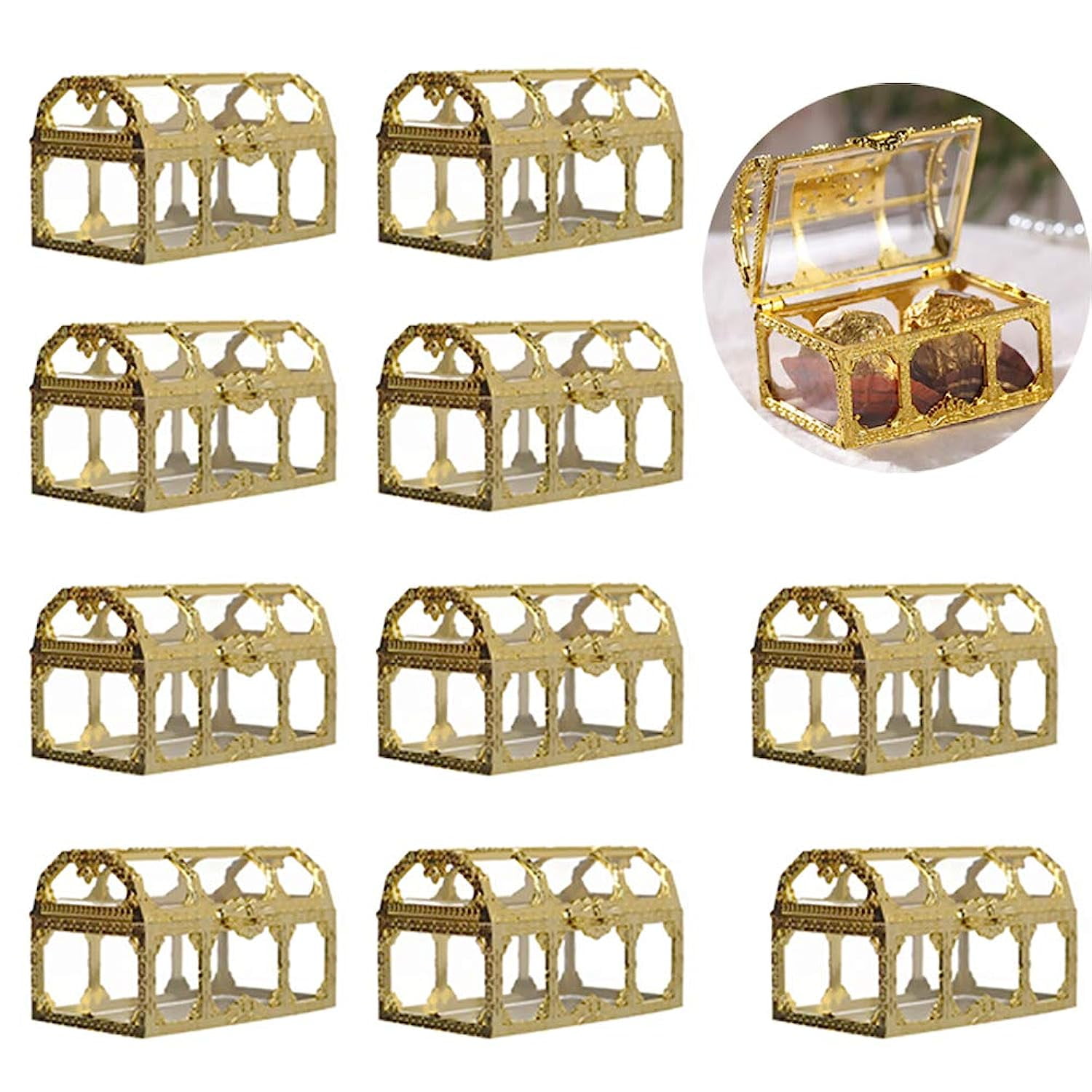10 Pcs Treasure Chest Candy Boxes Plastic Wedding Favor Boxes Clear ...