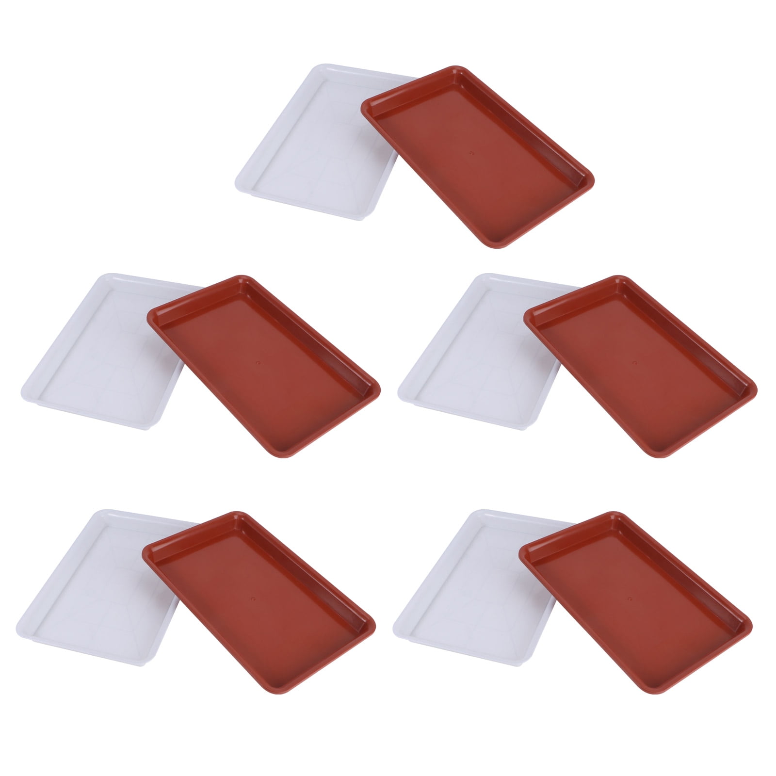 10 Pcs Trough Rectangular Tray Indoor Plant Red and White Flower Pot ...