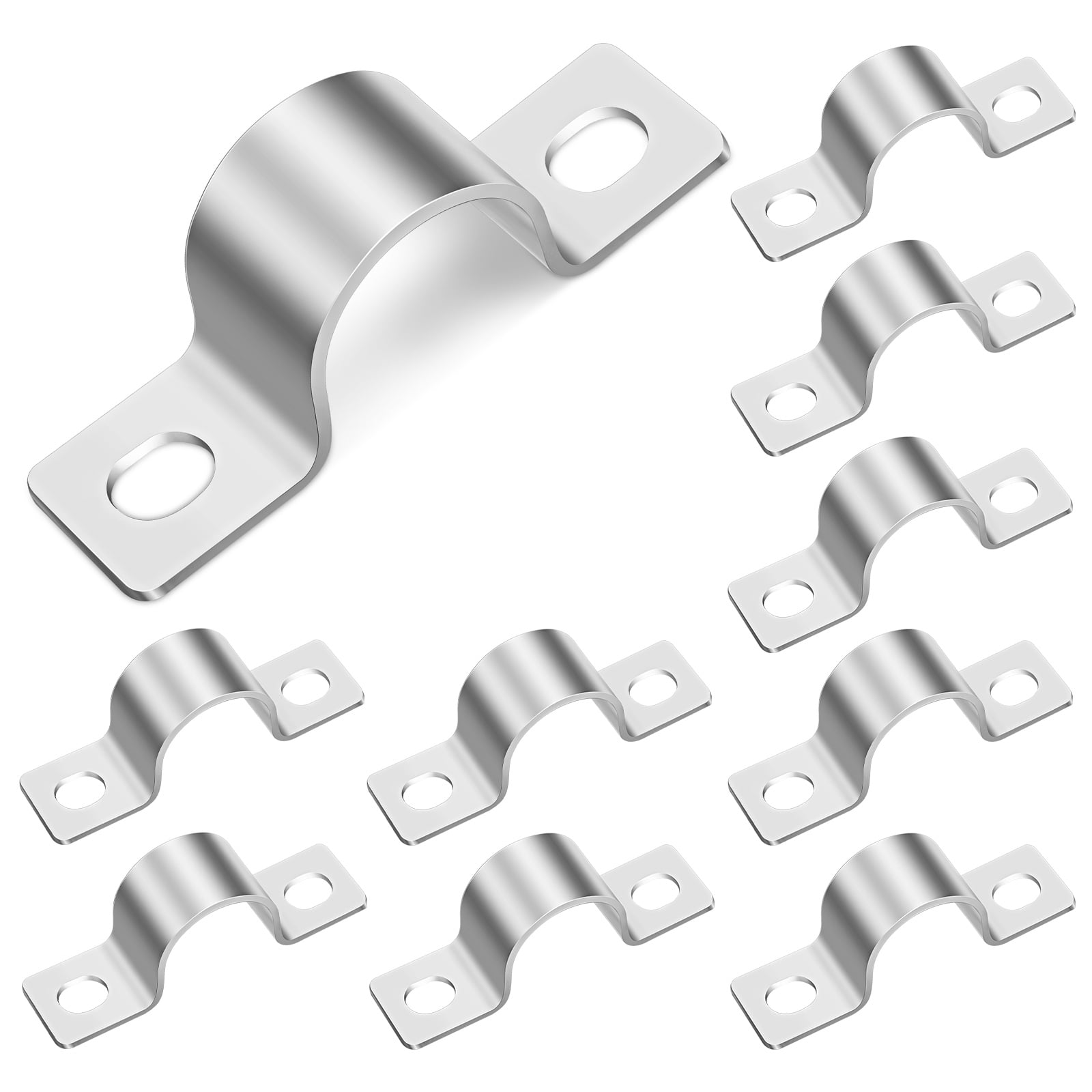 WASHWEPE Pipe Clamp U Shaped Silver 10Pcs 3.1x0.9x0.04in - Walmart.com