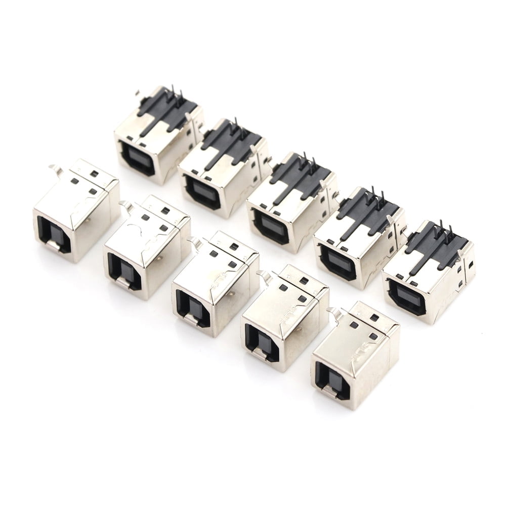 10 Pcs USB Female Type-B Port 4-Pin Right Angle PCB DIP Jack Socket AD ...