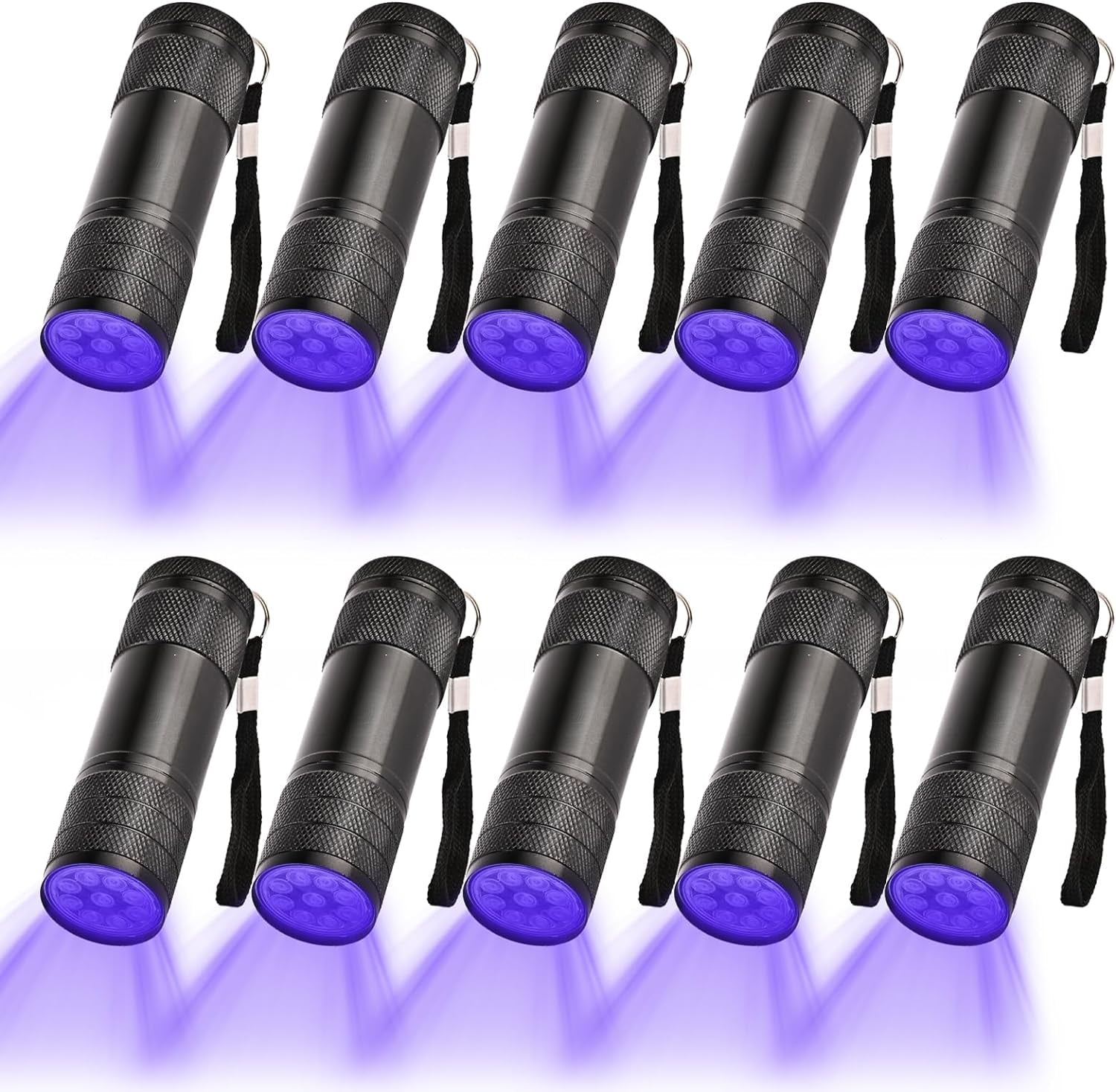 10 Pcs UV Black Light Flashlights, 9 Led 395-400nm Mini Blacklight ...