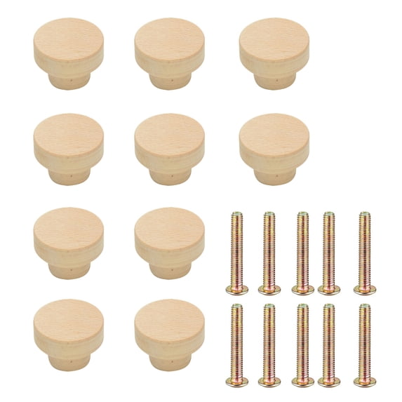 10 Pcs Unfinished Cupboard Furniture Drawer Pulls Handles with Screws ...