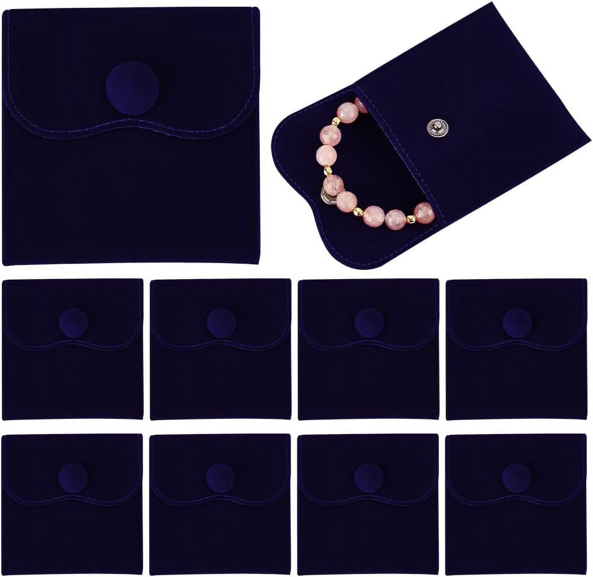10 Pcs Velvet Jewelry Pouches with Snap Button 2.76x2.76 Inch Square ...