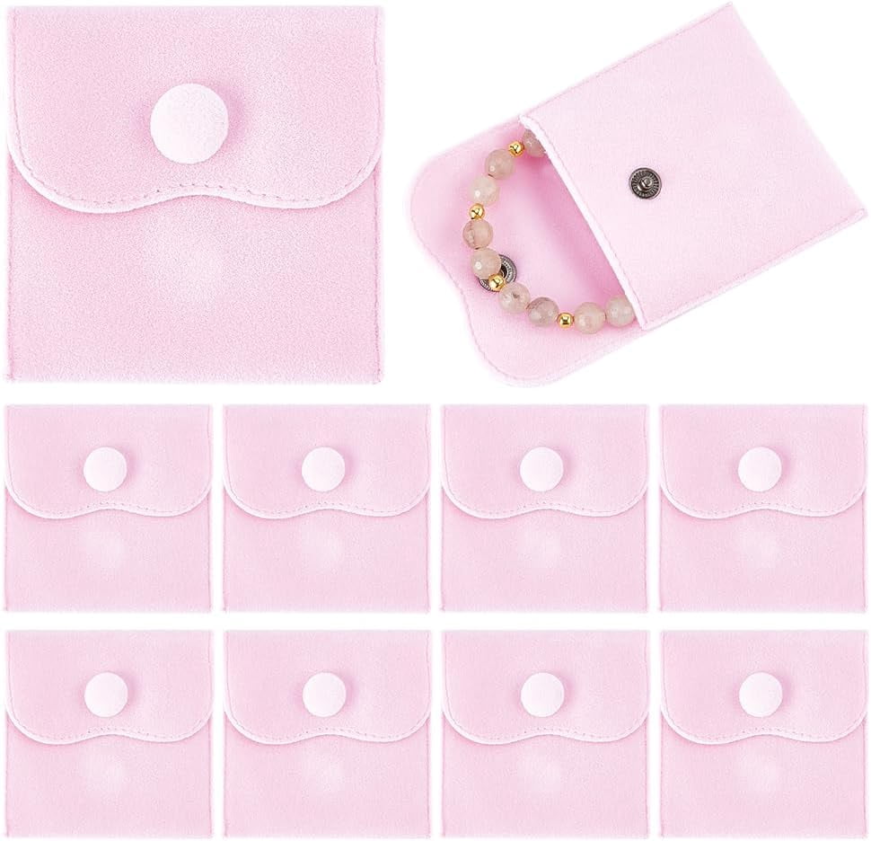 10 Pcs Velvet Jewelry Pouches with Snap Button 2.76x2.76 Inch Square ...