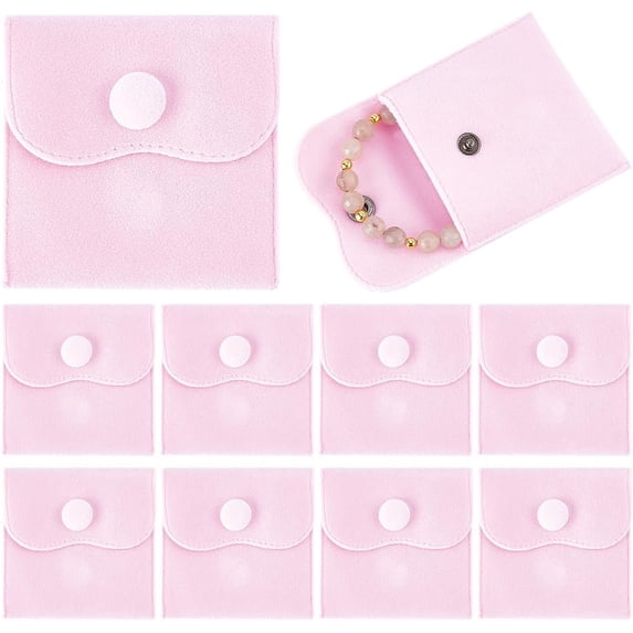10 Pcs Velvet Jewelry Pouches with Snap Button 2.76x2.76 Inch Square ...