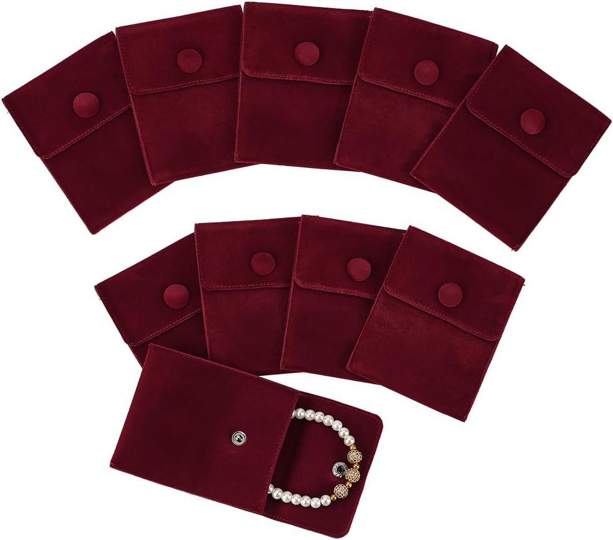 10 Pcs Velvet Jewelry Pouches with Snap Button 3.74x2.95 Inch Small ...