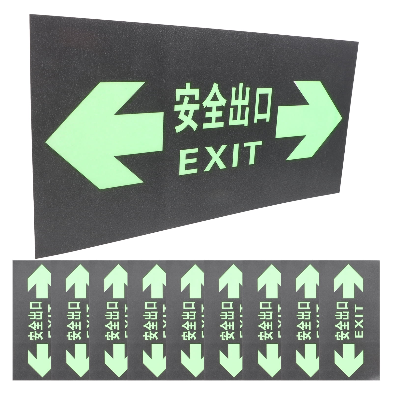 10 Pcs Warning Signs Exit Sticker for Mall Glow-in-the-dark Safety ...