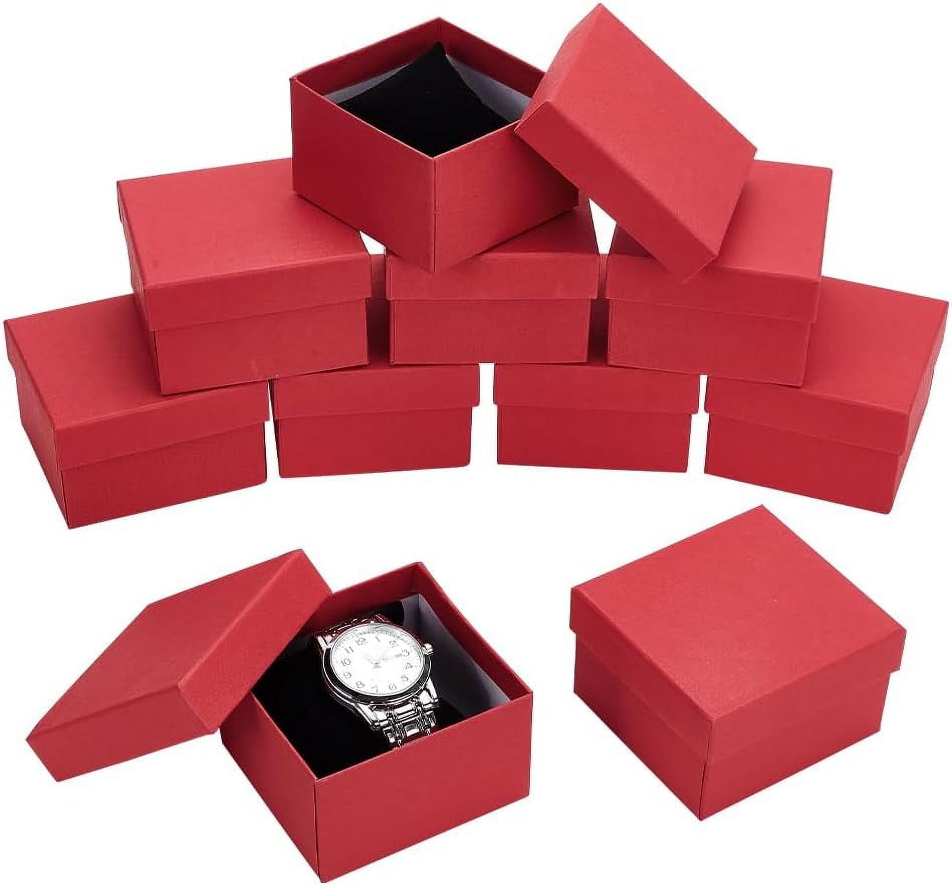10 Pcs Watch Gift Boxes 3.5x3.3x2.1inch with Black Pillow Square Watch ...