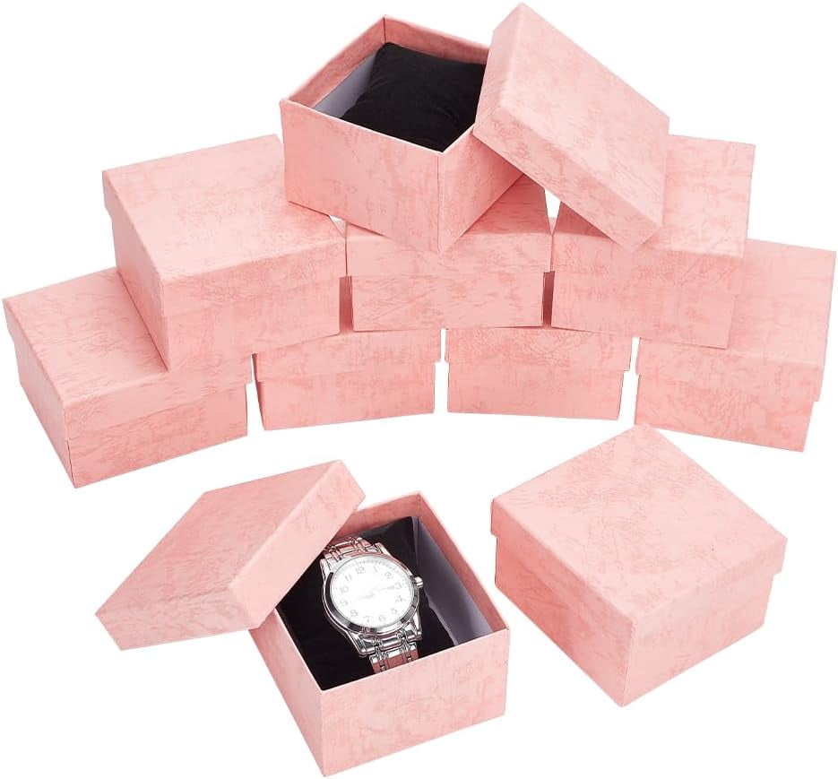 10 Pcs Watch Gift Boxes 3.5x3.3x2.1inch with Black Pillow Square Watch ...