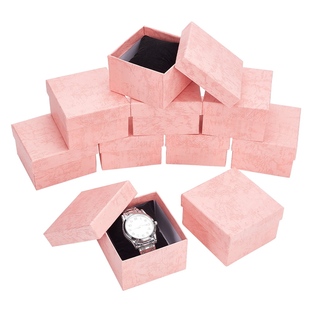 10 Pcs Watch Gift Boxes 3.5x3.3x2.1inch with Black Pillow Square Watch ...