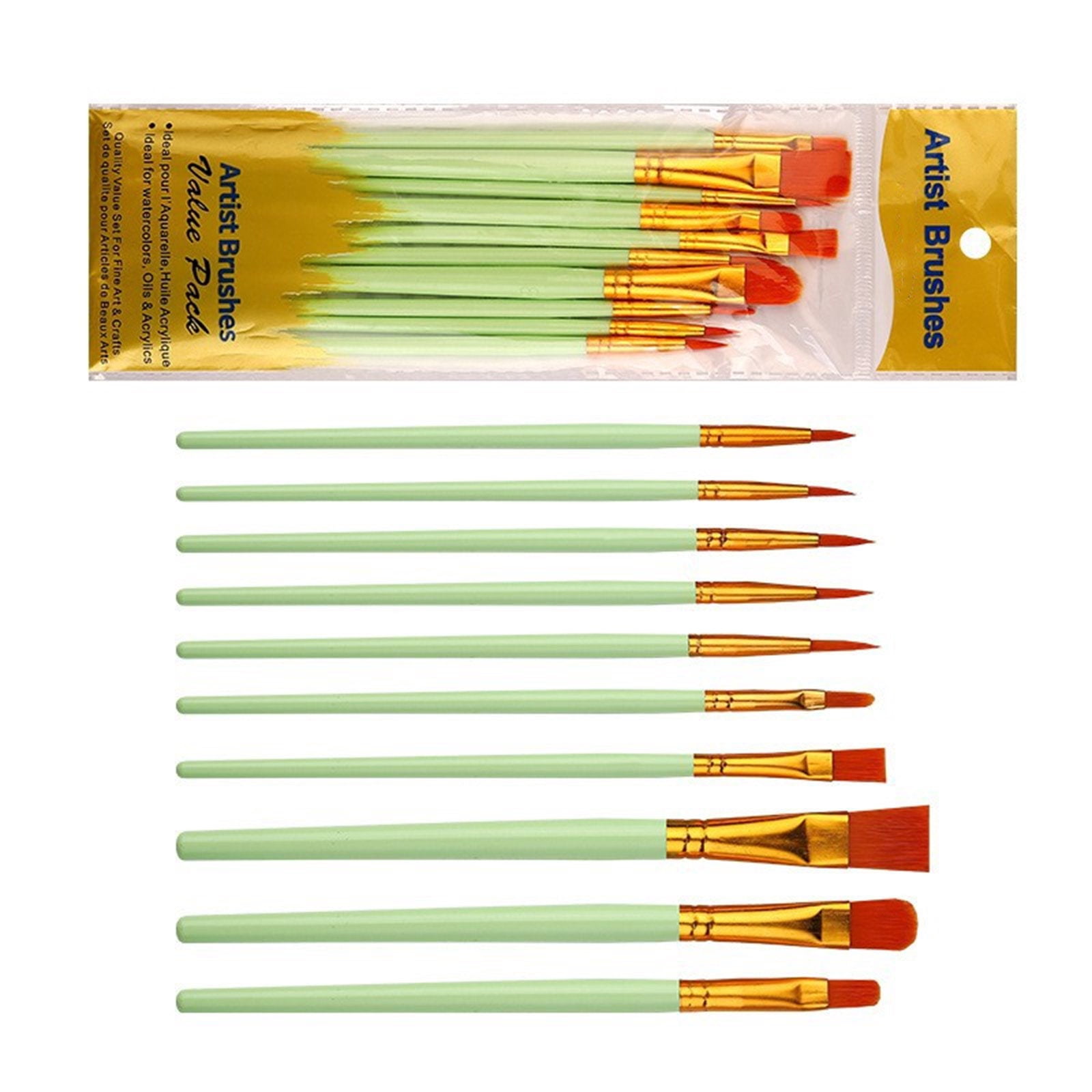 10 Pcs Watercolor Paint Brushes Set Nylon Hair Painting Brush Art Tool ...