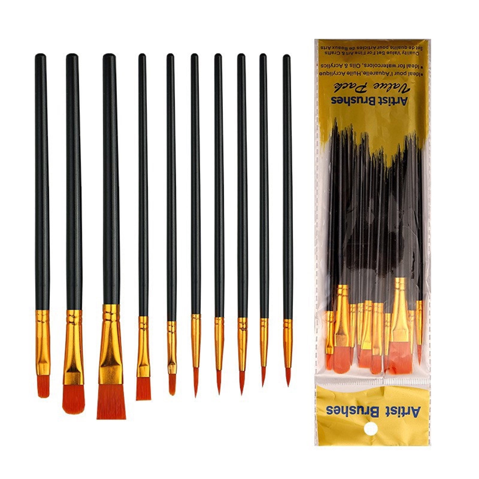 10 Pcs Watercolor Paint Brushes Set Nylon Hair Painting Brush Art Tool ...