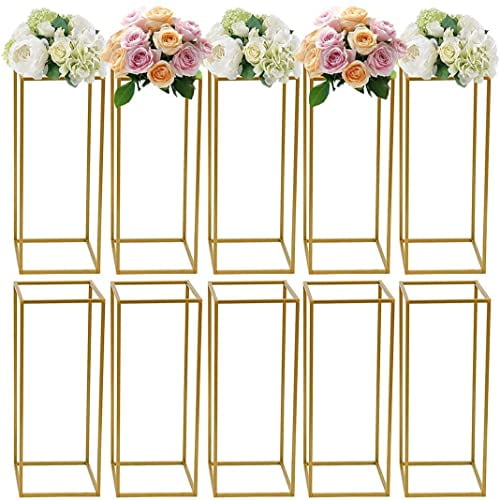 10 Pcs Wedding Metal Flower Stand, Gold Vase Stand Column, Gold Flower ...
