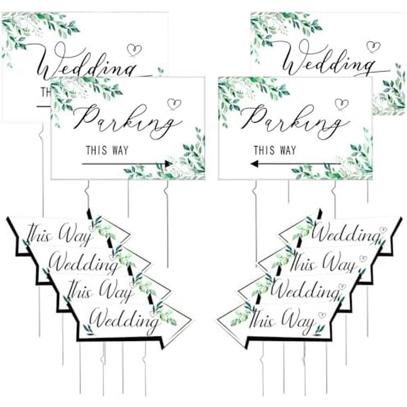 10 Pcs Wedding This Way Directional Parking Signs Include 4 Square and ...