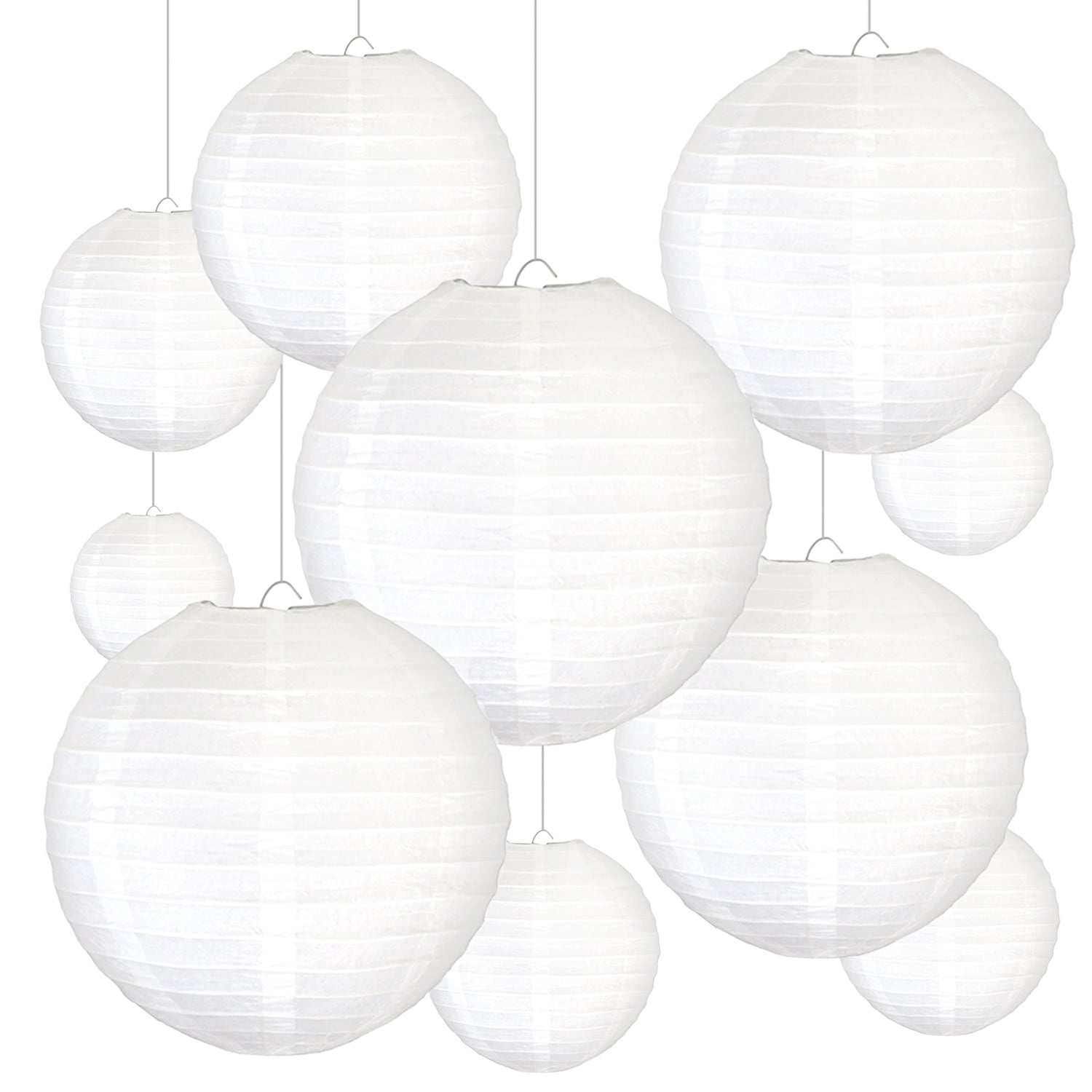 10 Pcs Handmade White Paper Lanterns, Metal Frame, Eco-Friendly ...