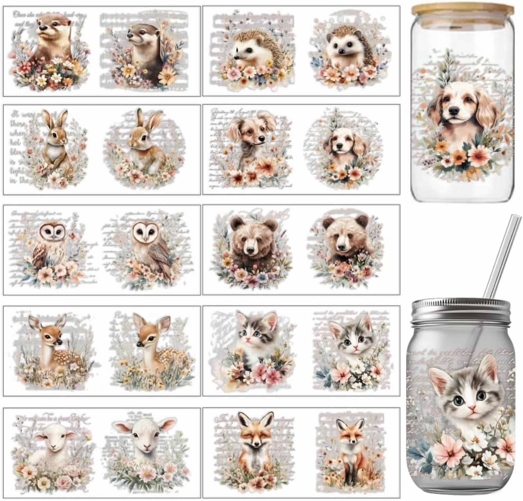 10 Pcs Wildlife UV DTF Cup Wrap Transfer Sticker 10 Styles Animals ...