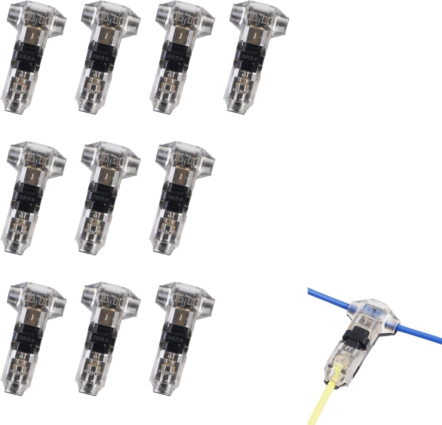 10 Pcs Wire Connectors,1 Pin 2 Way Low Voltage Wire T Tap Splitters ...