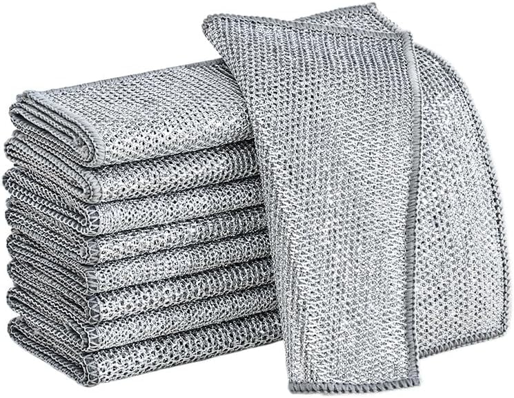 10 Pcs Wire Dishwashing Rag, Double-Layer Non Scratch Wire Dishcloth ...