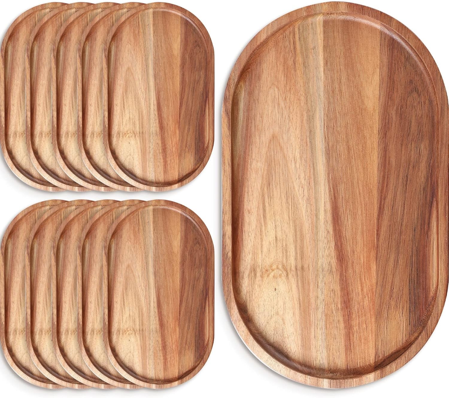 10 Pcs Wood Serving Tray Wooden Serving Platters Oval Charcuterie ...
