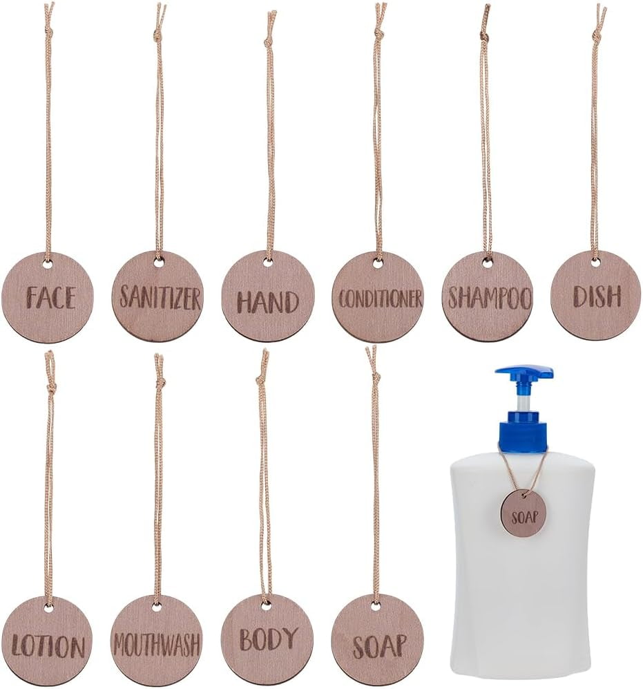 10 Pcs Wooden Bathroom Labels for DIY Bottles Camel Bottle Decor Tags ...